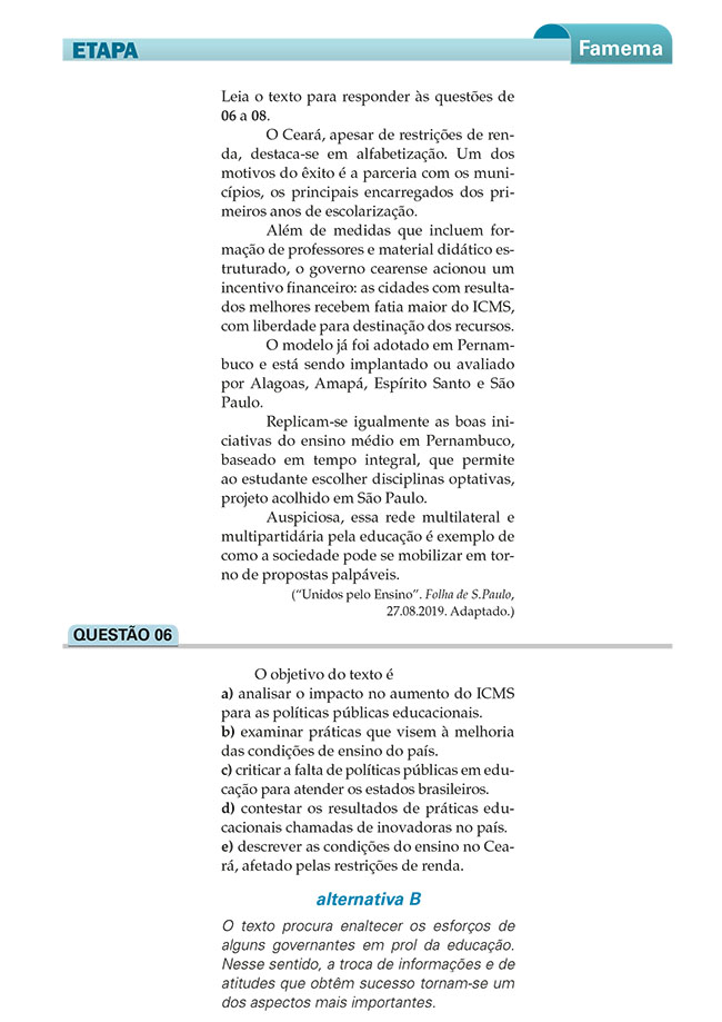 Confira a correção das provas e os gabaritos aqui - 381 35 - Curso Etapa